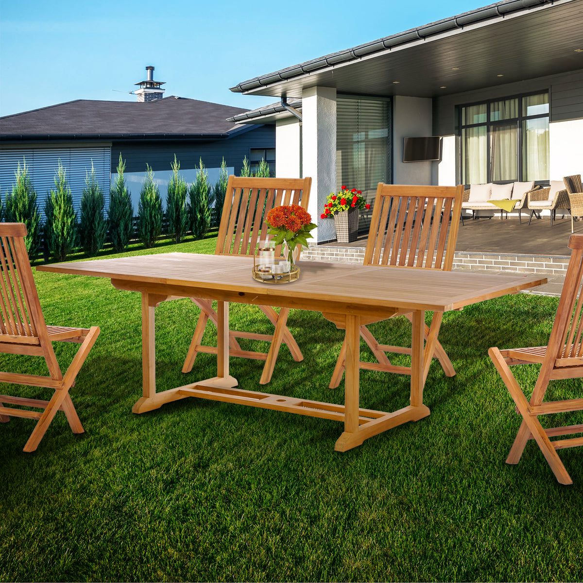 Teak Wood San Juan Rectangular Outdoor Extension Table – Seven Seas Teak