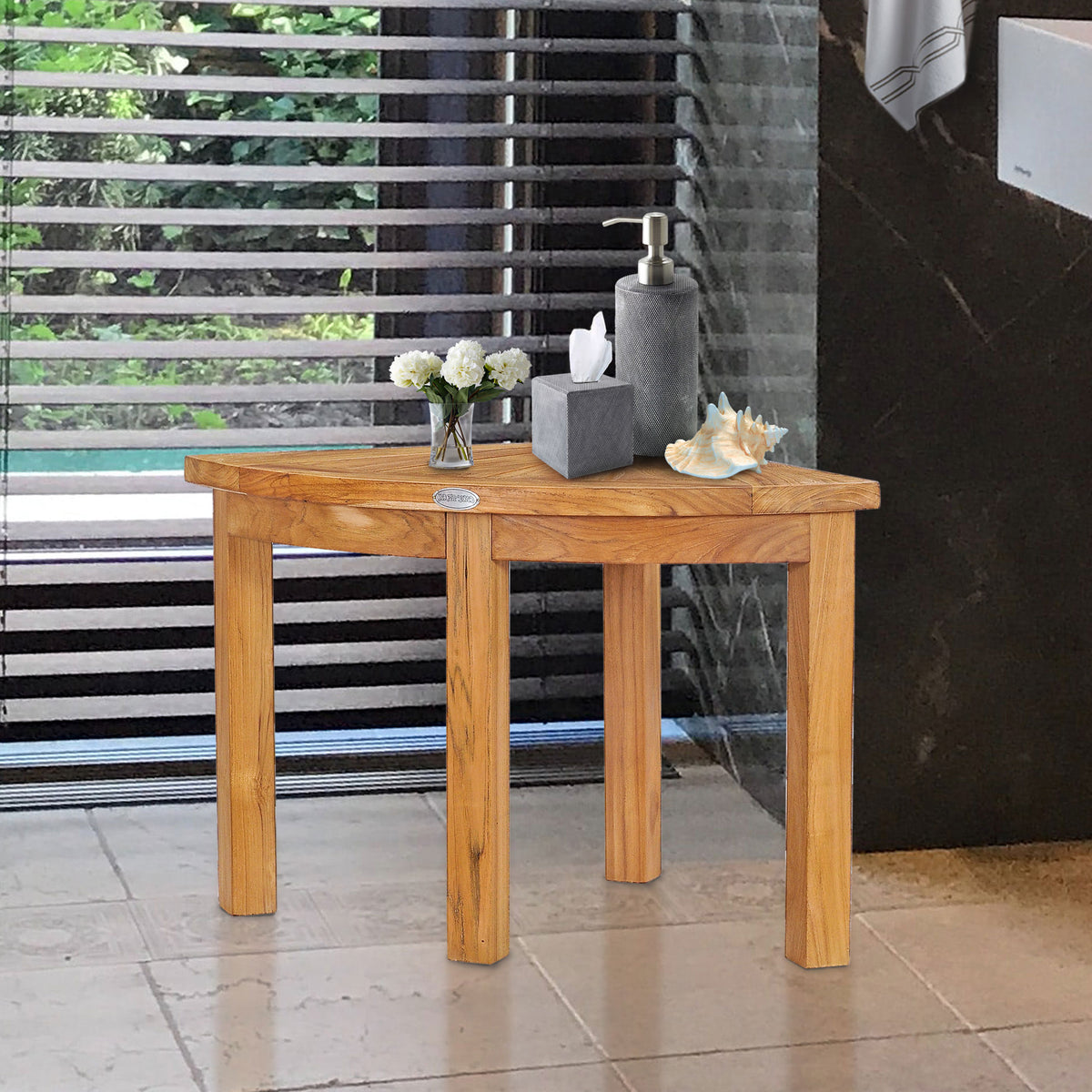 Teak Wood Siesta Key Corner Shower Stool – Seven Seas Teak