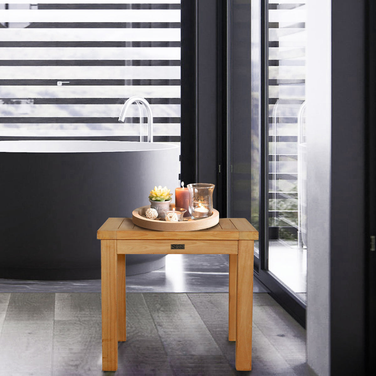 Teak Wood Somers Bathroom Side Table, Large – Seven Seas Teak