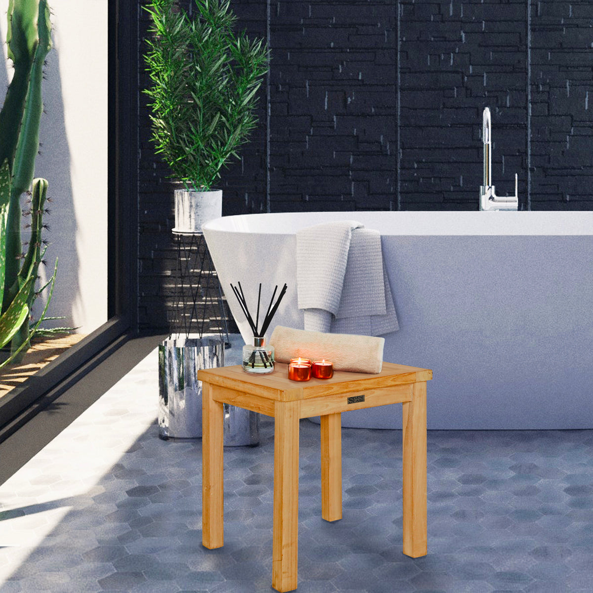 Teak Wood Somers Bathroom Side Table, Small – Seven Seas Teak